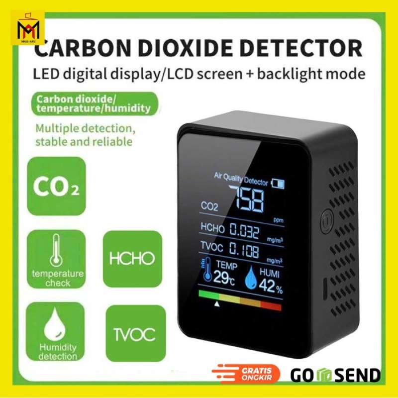Promo Air Detector Sensor Tester Kualitas Udara Co2 Tvoc Hcho 5 In 1 ...