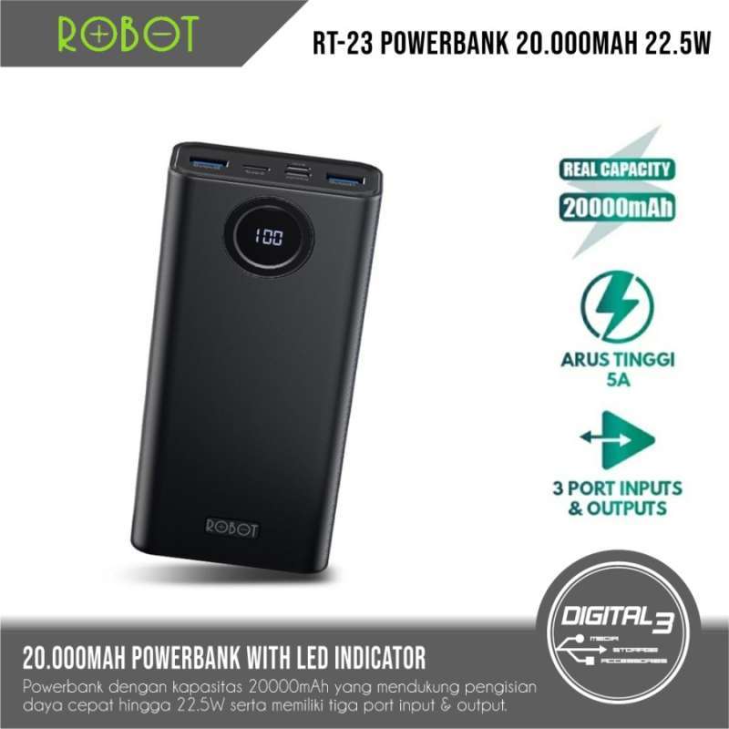 Jual Robot Rt-23 Powerbank 20000mah Led Indikator 22.5w Fast Charging ...