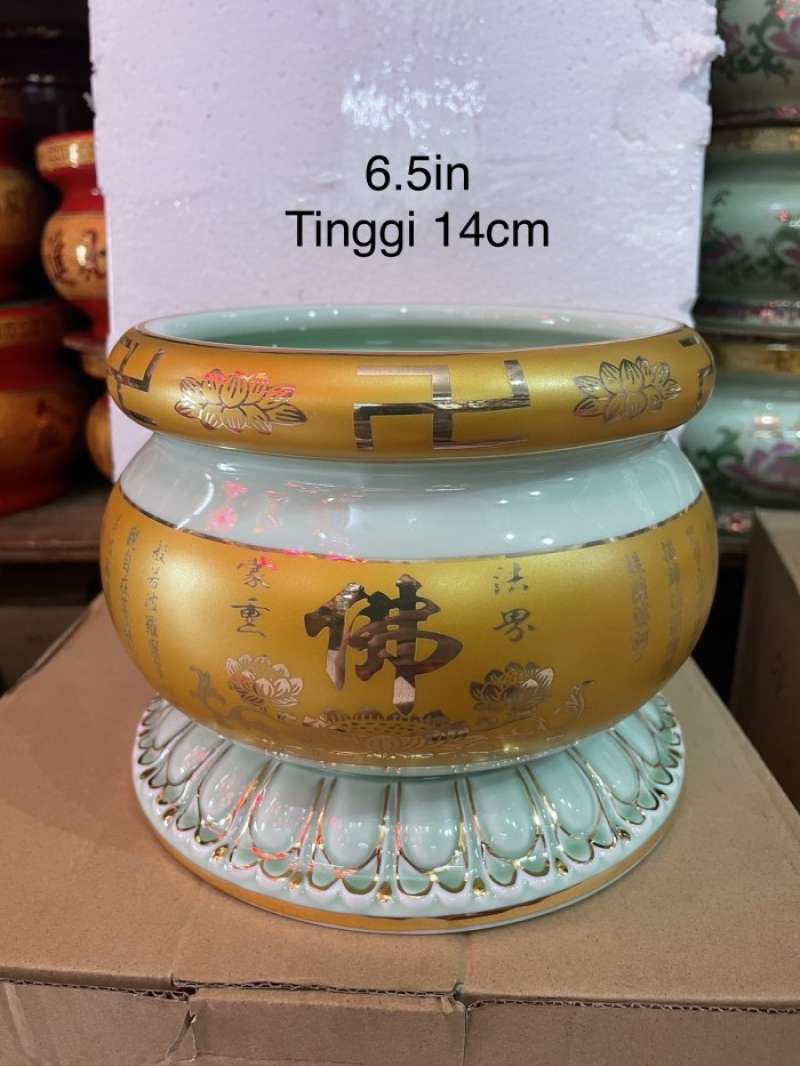 Promo Hio Lo Hiu Lo Keramik Hijau Tulisan Fo 6.5in Diskon 23% Di Seller ...