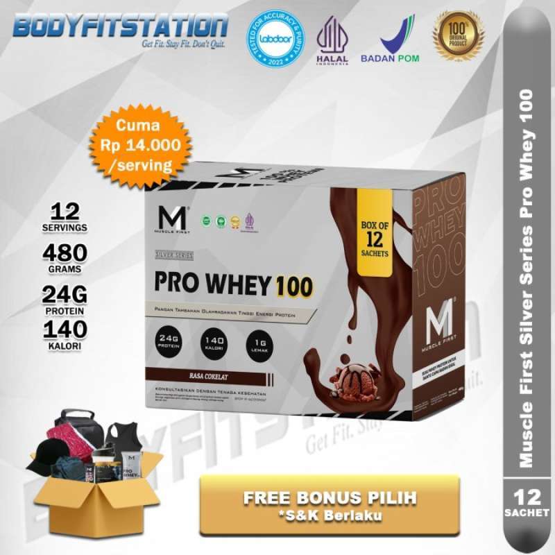 Promo Muscle First Pro Whey 100 - 1 Box 12 Sachet M1 Suplemen Susu ...