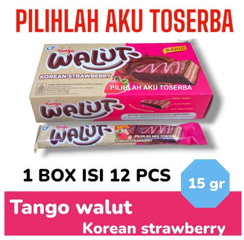 Promo Wafer Tango Walut Korean Strawberry Isi 12 Sachet Harga 1 Dus
