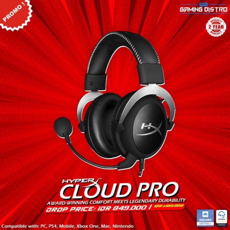 Promo Headset Gaming Hyperx Cloud Pro Silver Grey Diskon 23% Di Seller Utepe Store - Cengkareng ...