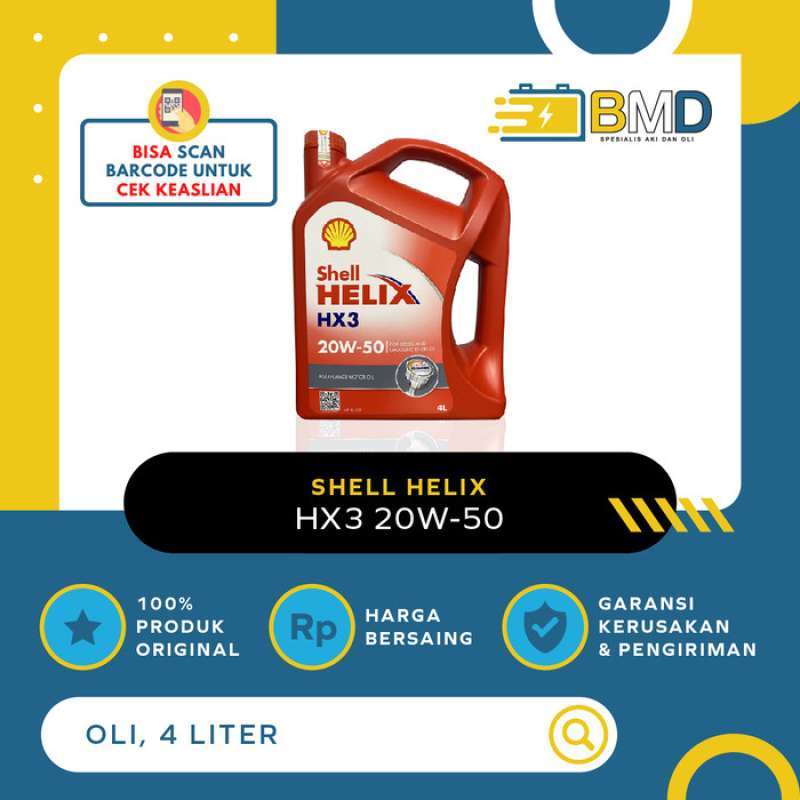 Promo Shell Helix Hx3 20w-50 - 4 Liter Diskon 23% Di Seller Toplets ...