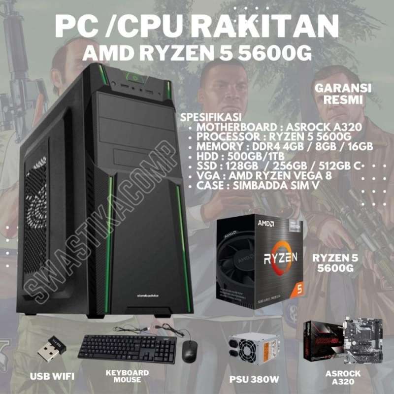 Jual Pc Rakitan Komputer Amd Ryzen 5 5600g - Pc Gaming / Baru Garansi ...