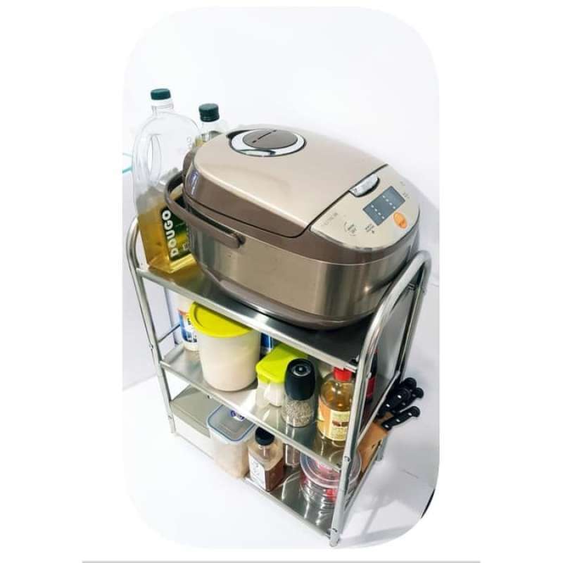 Promo Rak Organizer Susun 3 Portable Rak Microwave Stainless Serbaguna ...