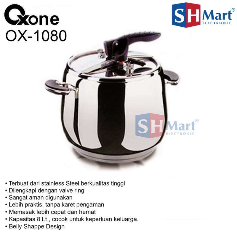 Jual Oxone Professional Pressure Cooker Panci Presto Stainless Steel Ox-1080 Ox1080 Kapasitas 8 ...