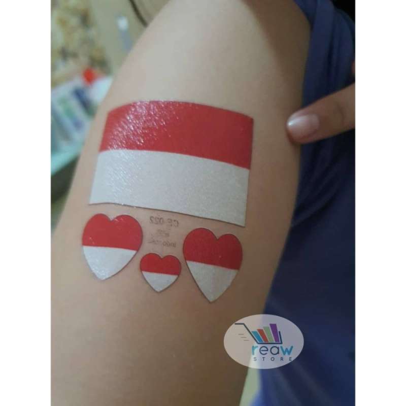 Jual Tato Temporer / Temporary Tattoo Pipi Muka Tangan Bendera Merah ...