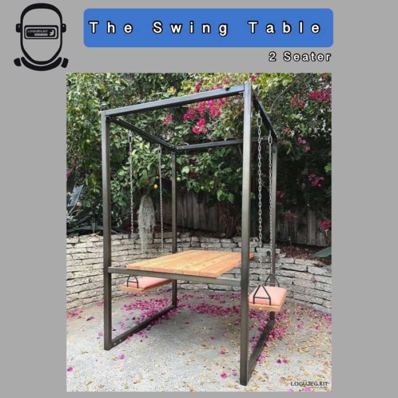 Promo Swing Table Kit / Ayunan Kayu Besi Kursi Meja / Taman Indoor ...