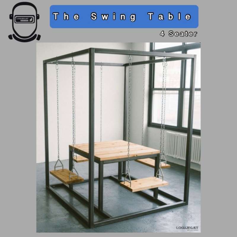 Promo Swing Table Kit / Ayunan Kayu Besi Kursi Meja / Taman Indoor ...