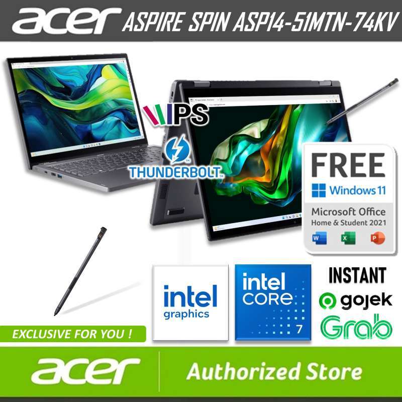 Jual Acer Aspire Spin 14 Asp14 51mtn 74kv Touch Core 7 150u 16/512gb ...