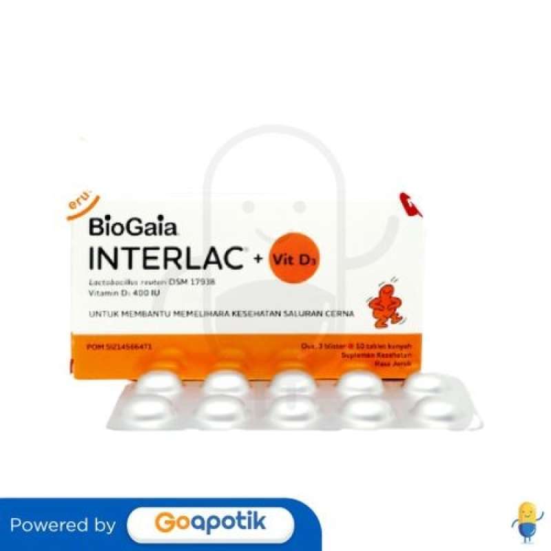 Promo Interlac + Vit D3 400 Iu Rasa Jeruk Box 30 Tablet Diskon 33% Di ...