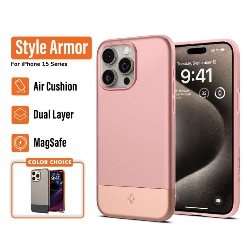 Promo Case iPhone 15 Pro Max Plus Spigen Style Armor MagSafe Matte ...