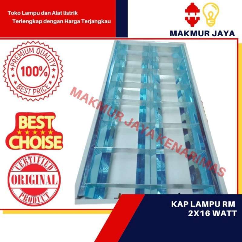 Promo Kap Rm Tl T8 + Set Led 16 Watt Philips 2x16 / Kap Lampu Rm 2x36 ...