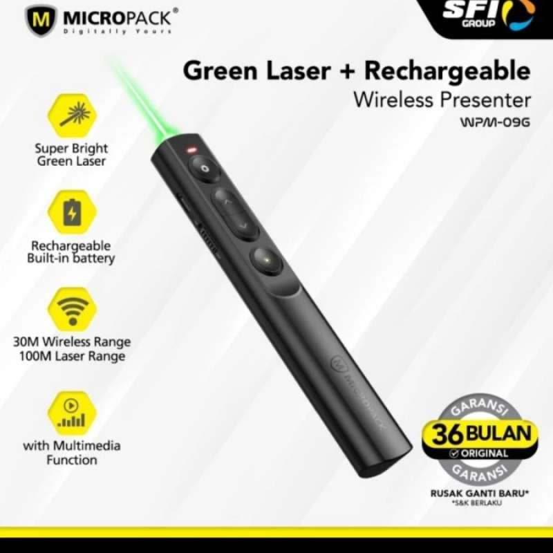 Promo 100% Produk Ori Micropack Wpm09g Wirelesss Presenter Green Laser ...