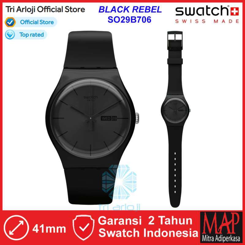 Promo Swatch So29b706 Black Rebel Jam Tangan Pria Analog Original Swiss ...