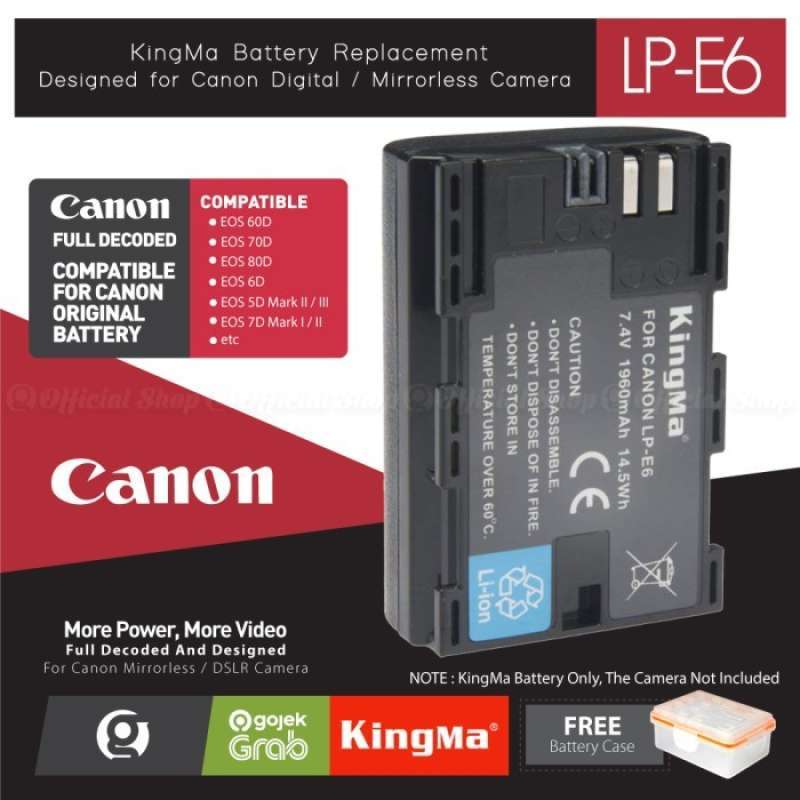 Jual Kingma Baterai Lp-e6 Canon Battery Eos 80d 70d 60d 6d 7d 5d2 5d3 Etc Di Seller Noelle ...