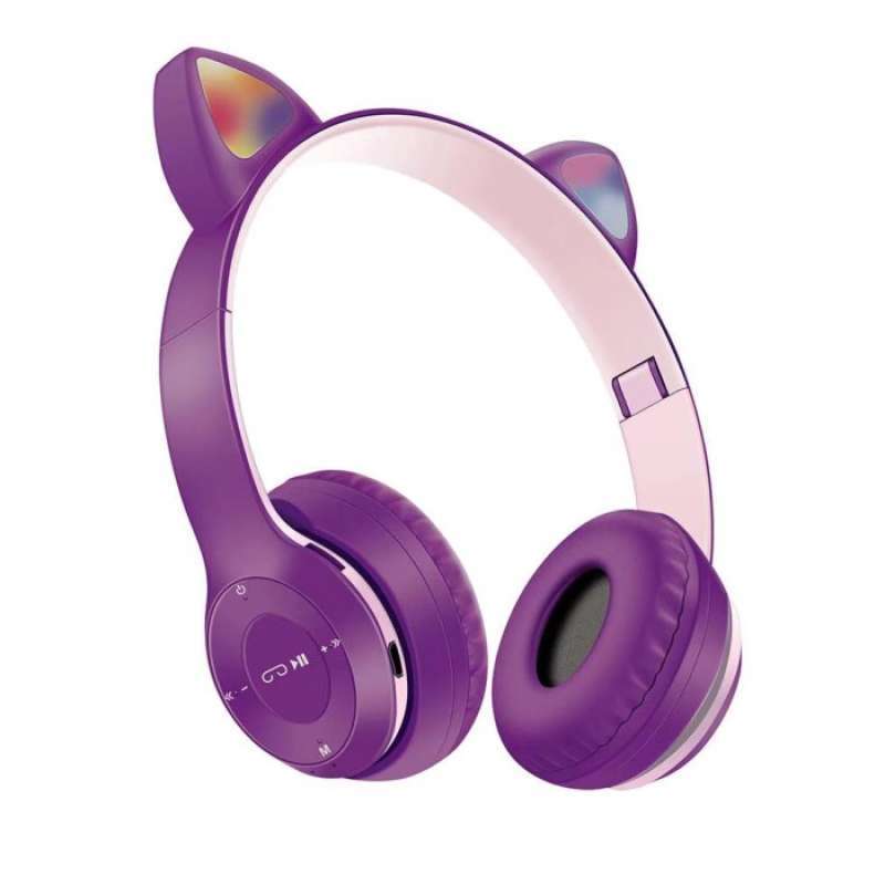 Jual Headphone Kucing Bluetooth Macaron Lampu Cat Headphones Led ...