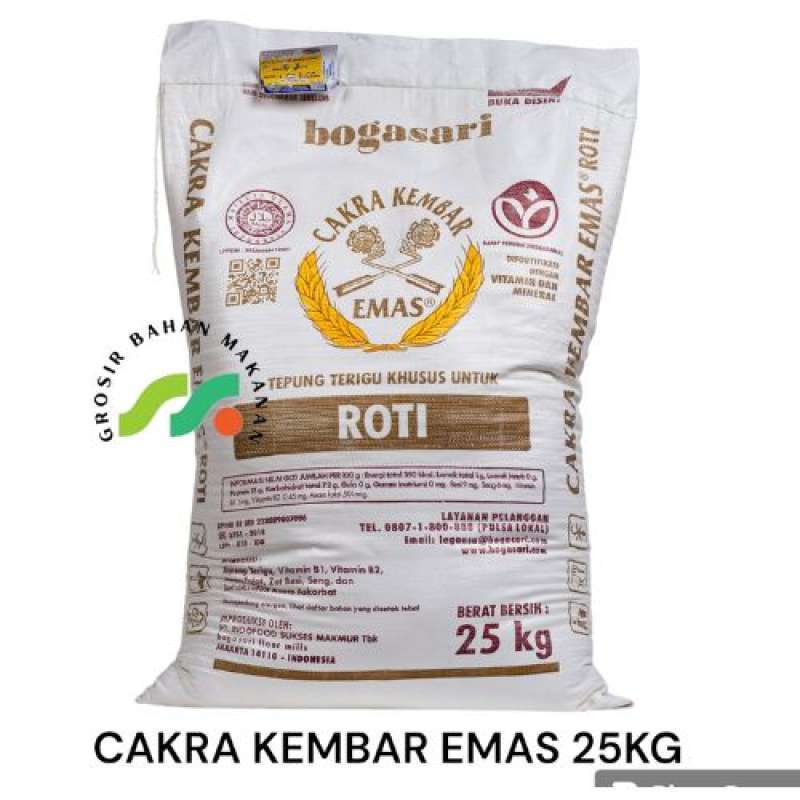 Jual Tepung Terigu Cakra Kembar Emas Roti 25kg (instant) Di Seller ...