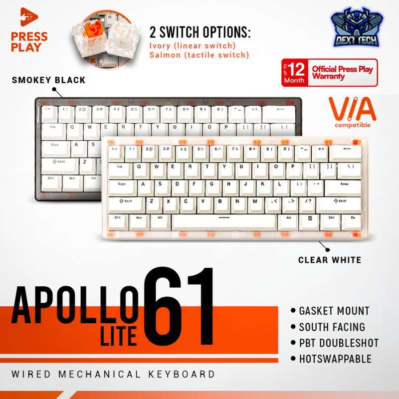Jual Press Play Apollo61 / Apollo 61 Lite 60% Rgb Hotswappable Gasket ...