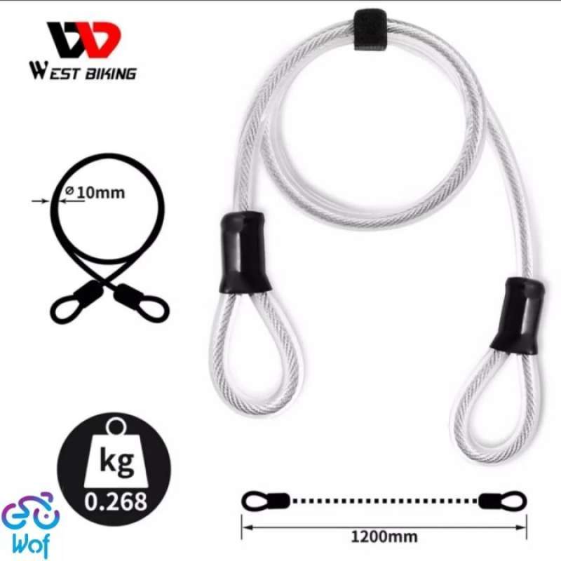 Promo West Biking 1.2m Extended Steel Cable Bicycle Lock Rope Kabel ...