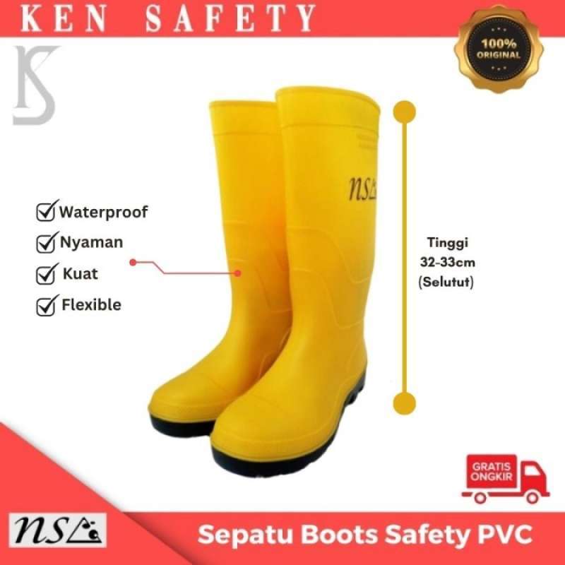 Promo Sepatu Kerja Safety Proyek Karet Pvc Boot Kuning Berkualitas ...
