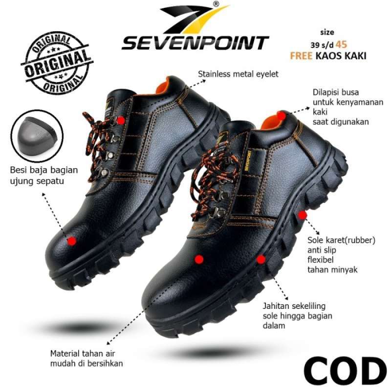 Promo Sepatu Safety Pria Sevenpoint Septi Cowok Cewek Ujung Besi ...