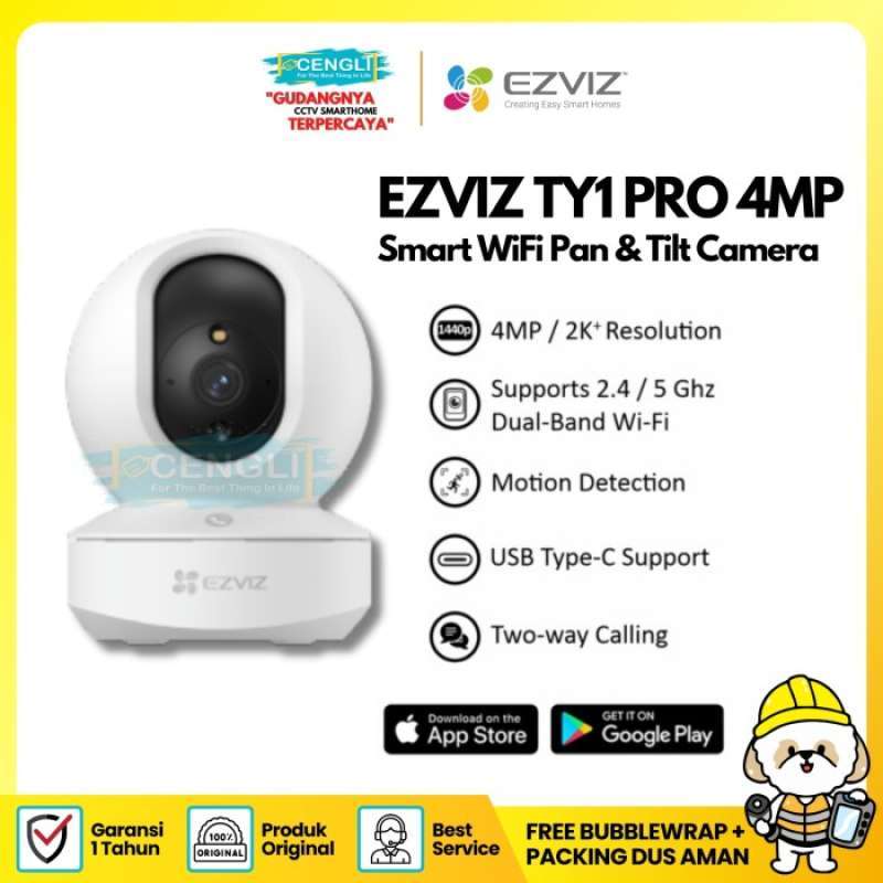 Jual Ipcam Wifi Ezviz Indoor Ty1 Pro 2k+ 4mp Two Way Talk Smart Home ...