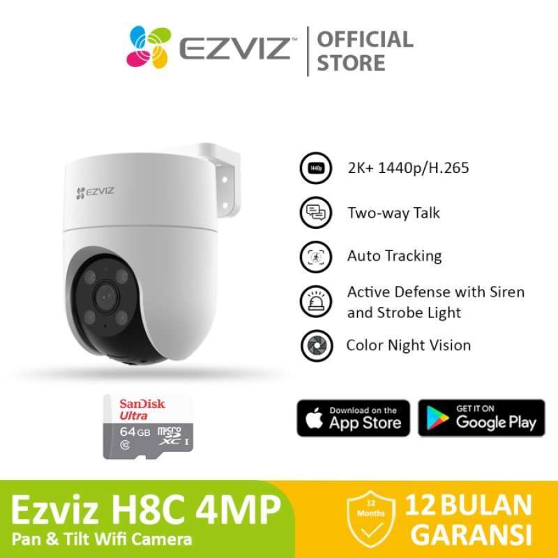 Jual Ezviz H8c 4mp 2k+ Smart Ip Camera Cctv Outdoor W/sd Card 64/128 ...