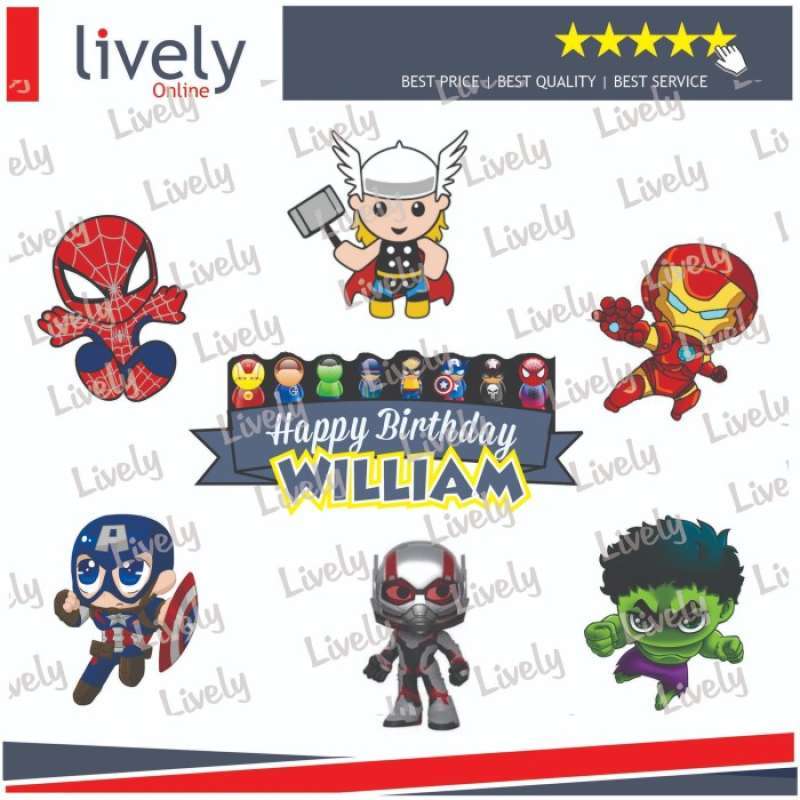 Promo Cake Topper Hiasan Hbd Happy Birthday Nama Mini Avenger Set ...