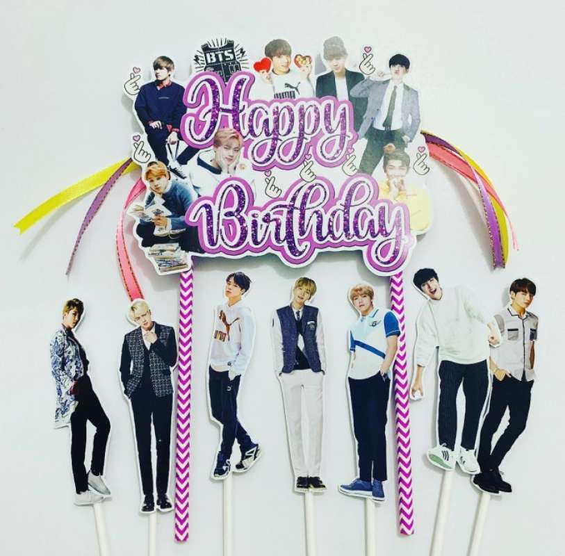 Promo Bts Kpop Purple Topper Cake Birthday / Hiasan Kue Ulang Tahun ...