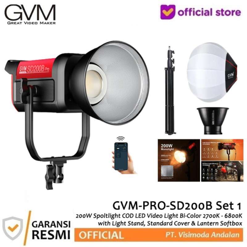 Jual Gvm Pro Sd200b 200w Led Video Cob Spotlight Bi-color 2700 - 6800k ...