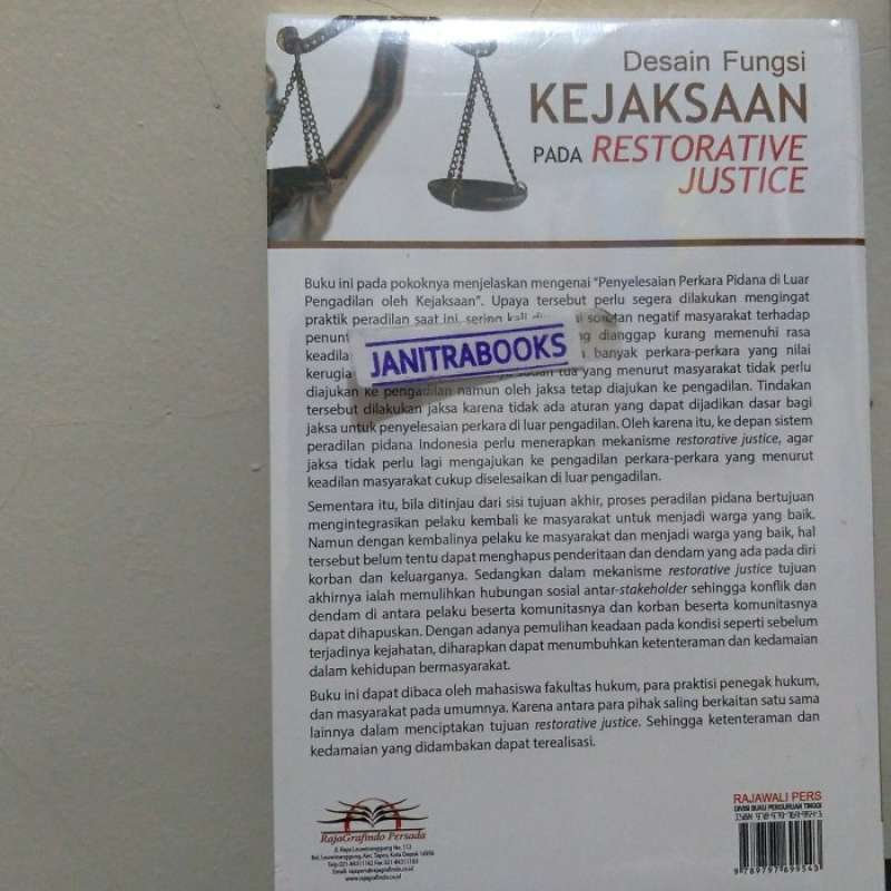 Jual Buku Desain Fungsi Kejaksaan Pada Restorative Justice Bambang Waluyo Di Seller Owl Store ...