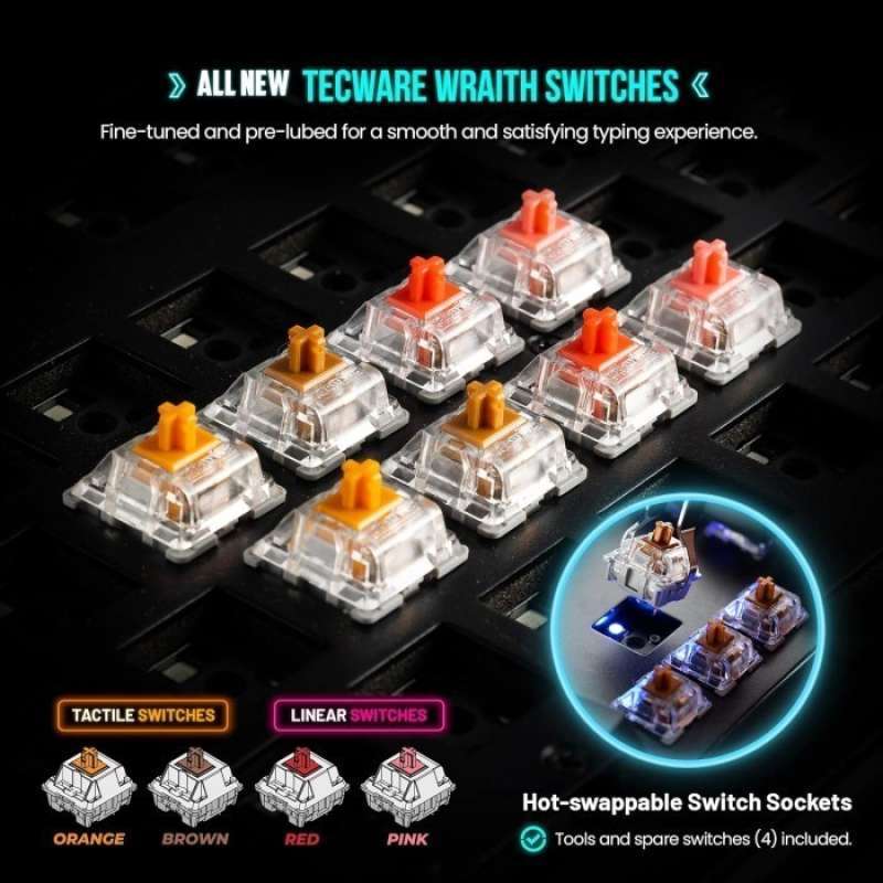 Promo 100% Produk Ori Tecware Phantom+ 87 Rgb Wraith Pink Switch ...