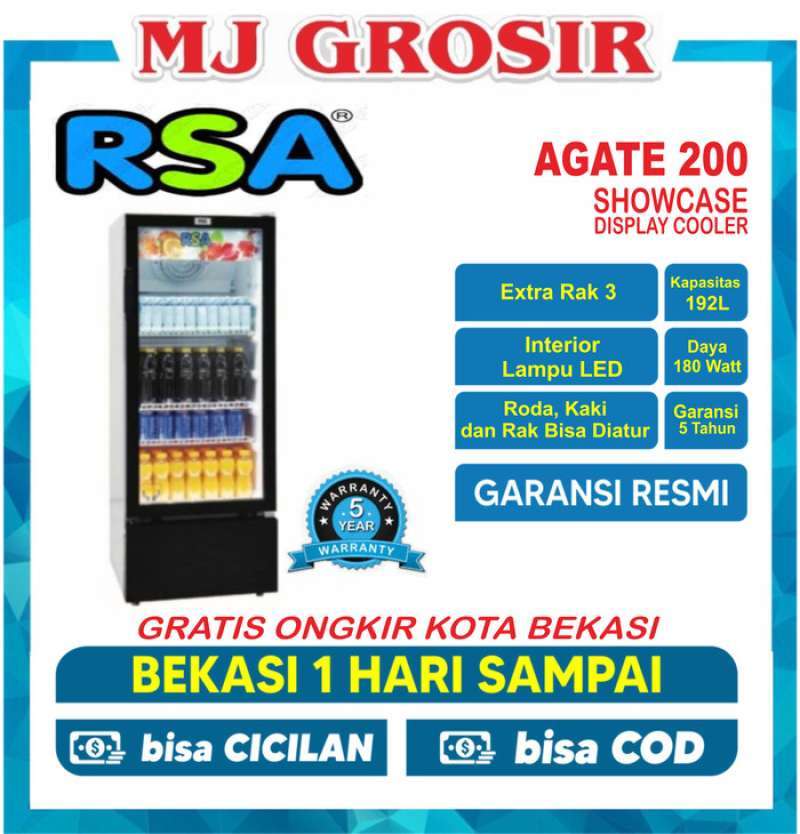 Promo Showcase Rsa Agate 200 3 Rak Display Cooler Kulkas By Gea Low ...