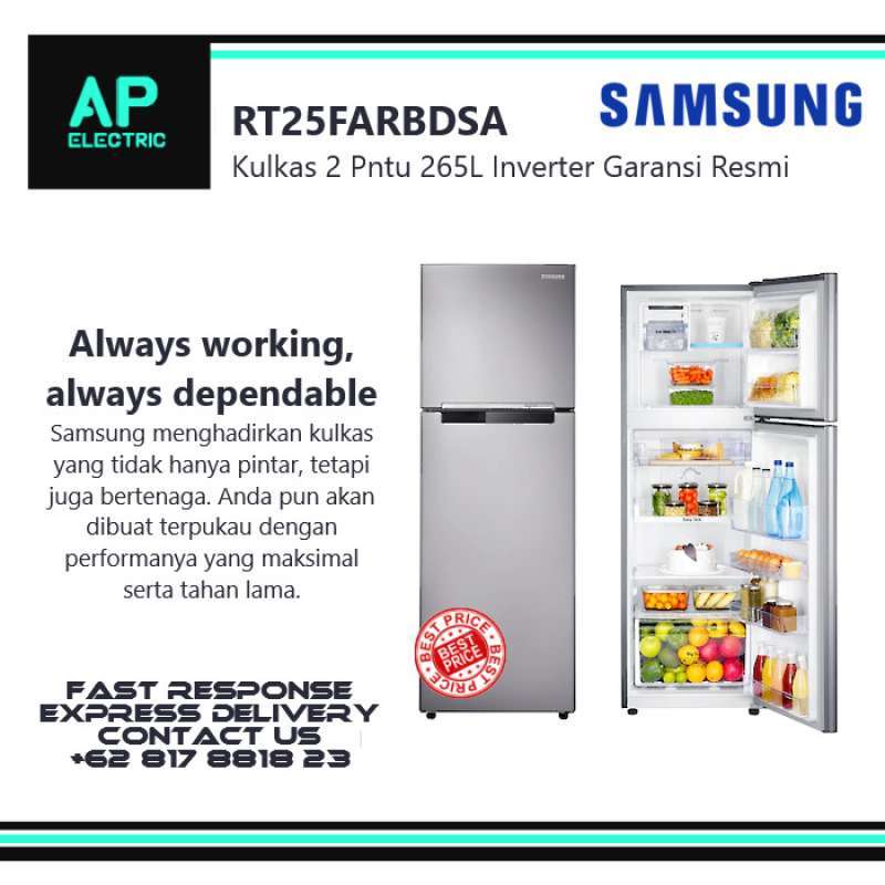 Promo Samsung Rt25farbdsa Kulkas 2 Pntu 265l, Inverter Rt-25farbdsa Grs ...