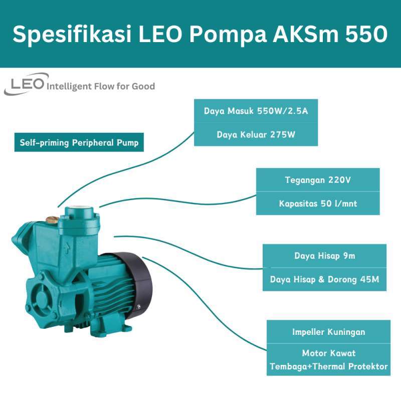 Promo Leo Pump Indonesia Pompa Air Aksm 550 Non Otomatis Diskon 35% Di ...