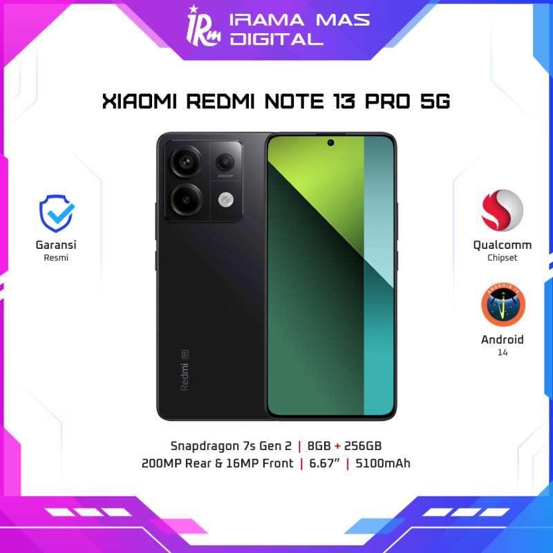 Jual Xiaomi Redmi Note 13 Pro 5g - 8gb/256gb (black, Purpel) - Black Di ...