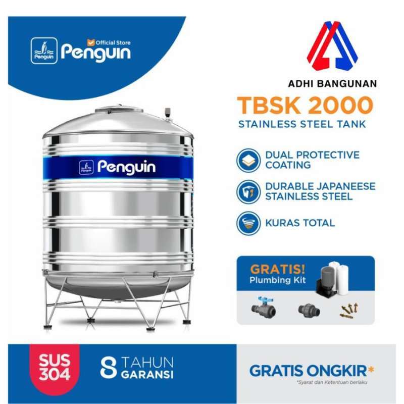 Jual Tangki Tandon Toren Air Stainless Penguin 2000 Liter Tbsk2000 Di ...