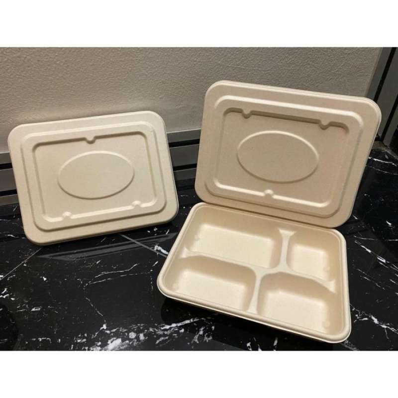 Jual Ecofrenbag Bento Box Bagasse Sugarcane Terbaru 4 Sekat/ 4 Compartments Di Seller Shin Store ...