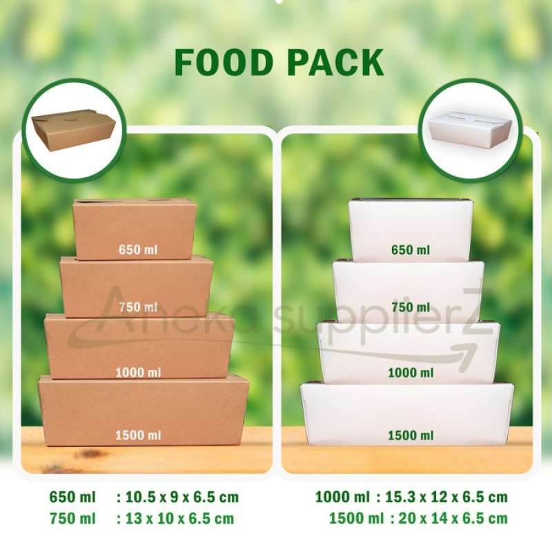 Jual Food Pack/box Pail Kraft Coklat Food Grade Ukuran 1000 Ml|isi 50pc ...