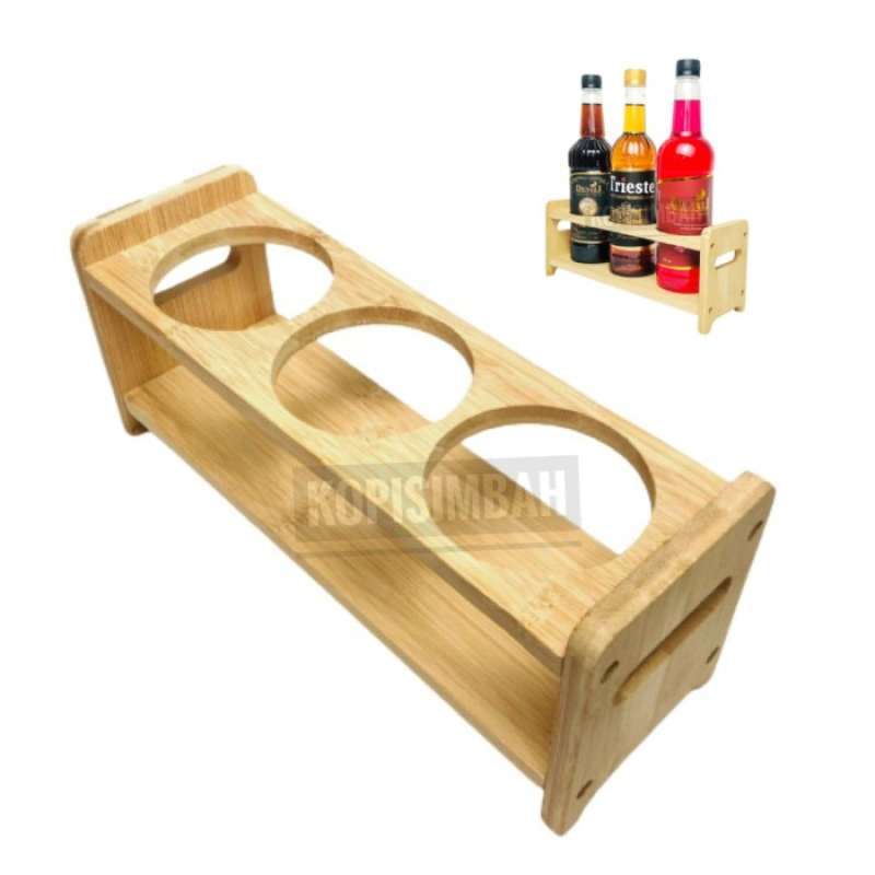 Jual Stand Rak Botol Kayu Multifungsi Tempat Syrup Saos Minyak Wooden ...
