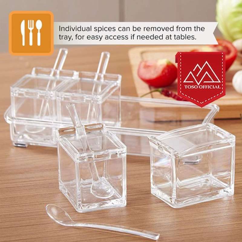 Jual Crystal Seasoning Box 4 In 1 Tempat Bumbu Dapur Lada Cabe Garam ...