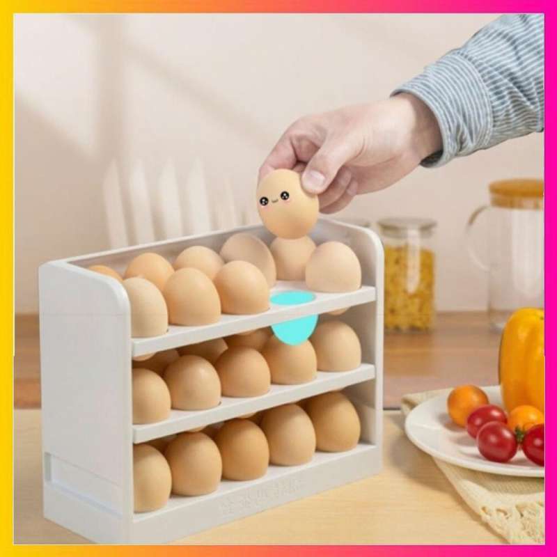 Jual Rak Telur Pintu Kulkas 3 Tingkat Susun Isi 30 Lubang Telor Box ...