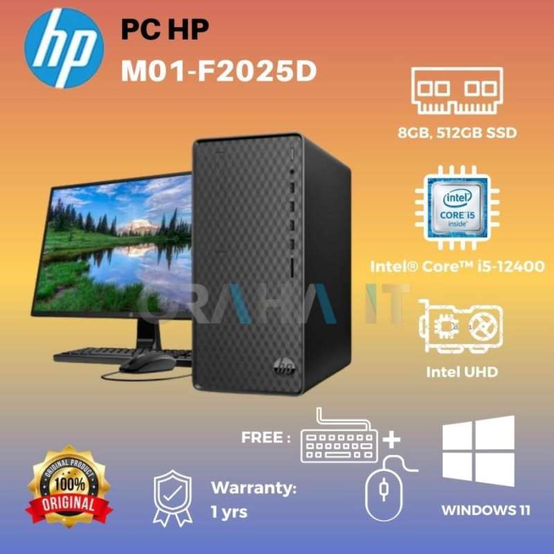 Jual Pc Hp M01-f2025d I5-12400 8gb Ssd 512gb Win11 Ohs 21.5 Fhd Di Seller Graha It - Menur ...