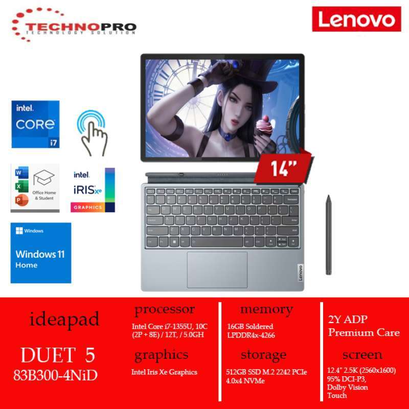 Promo Lenovo Ideapad Duet Iru Nid Intel Core I U Iris Xe Gb Gb Ssd Windows