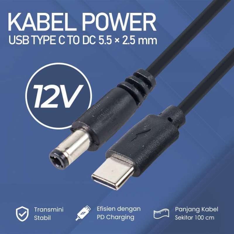 Jual Ootdty Kabel Power Usb Type C To Dc 5.5x2.5mm Pd Charger Router Cctv Pa12m Kabel Konverter ...