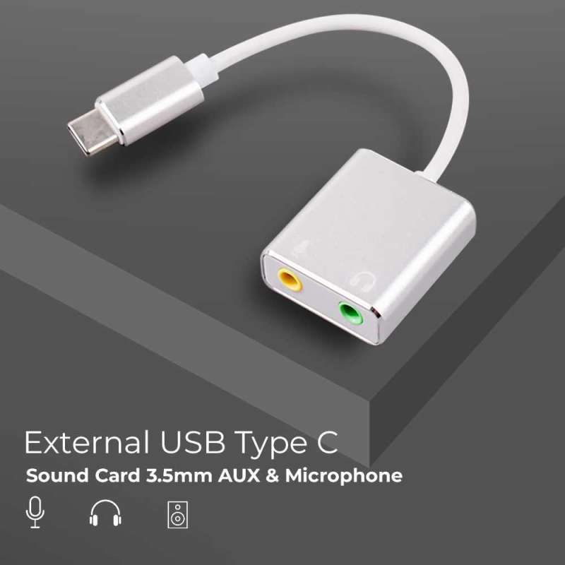 Promo Woopower External Usb Type C Sound Card 3.5mm Aux & Microphone ...
