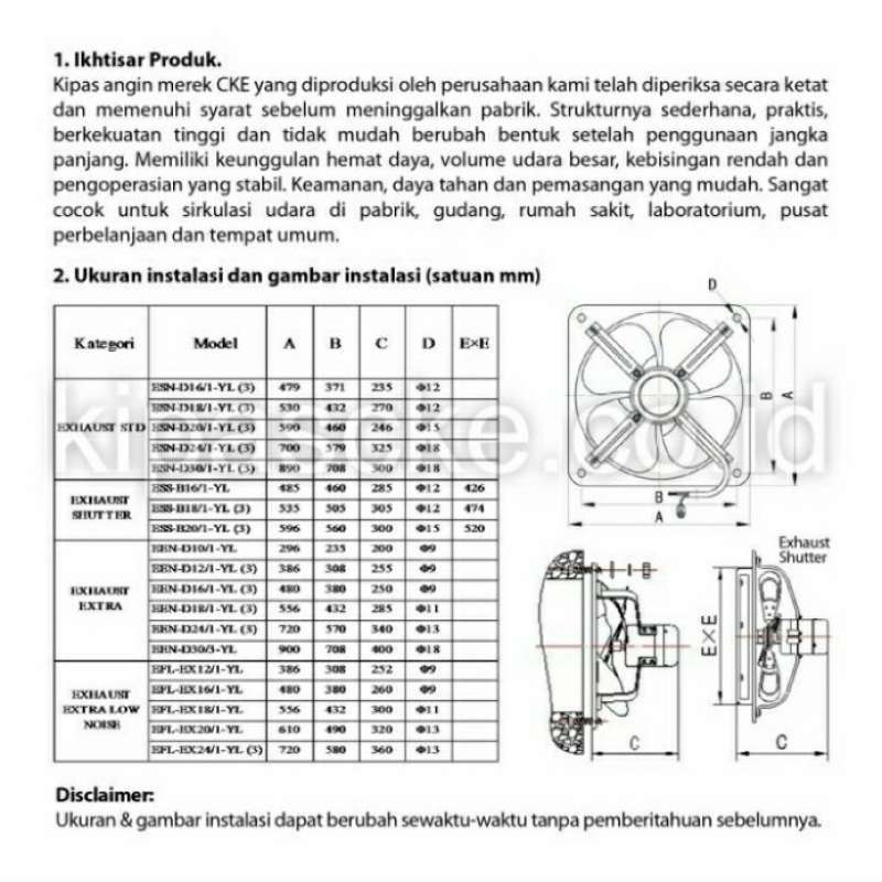 Promo Fa-50 Cke Exhaust Fan 20 Inch 220v Exhaus Fan Dinding Heavy Duty ...
