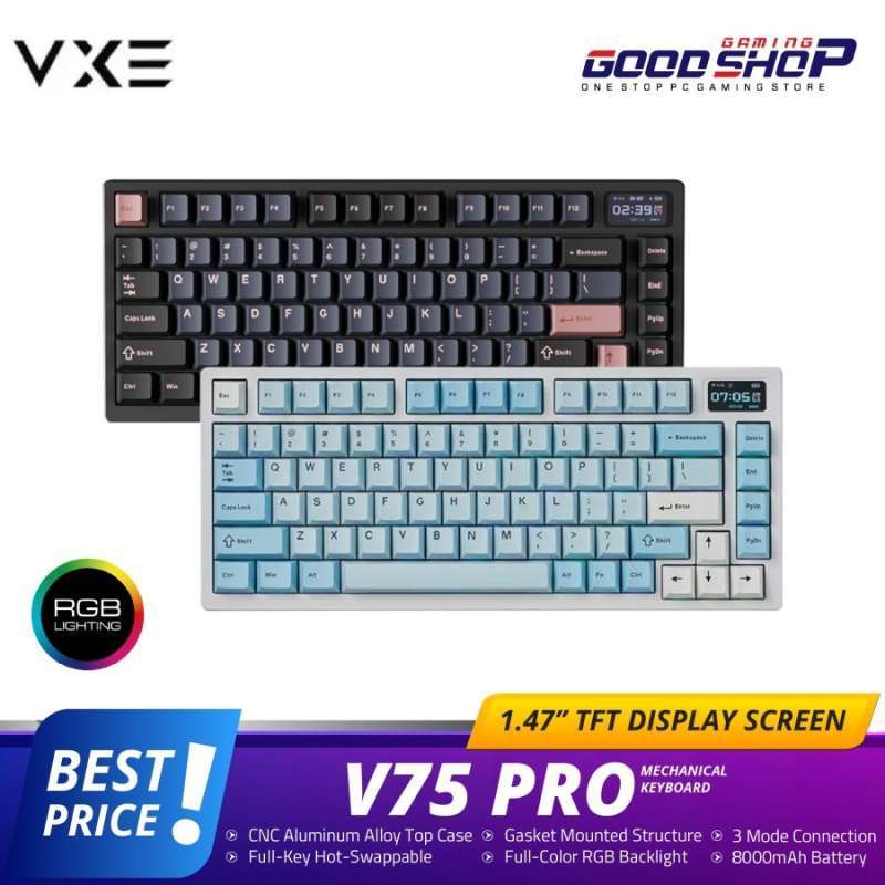 Promo Vxe Atk V75pro V75 Pro Semi Cnc Aluminium Wireless Mechanical Keyboard Diskon 14% Di ...