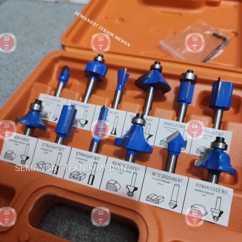 Jual Plastik Mata Profil Router Wood Trimmer Kayu Bits Set 12pcs ...